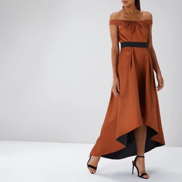 coast | Dresses | Coast Lizetta Bardot Maxi Dress 286 New Gold Copper ...